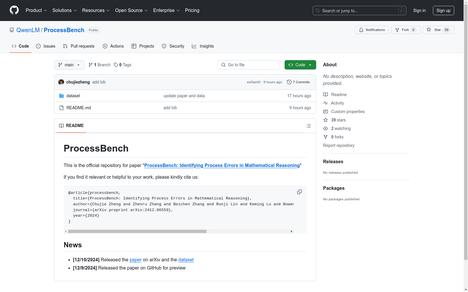 PROCESSBENCH|数学推理数据集|错误识别数据集