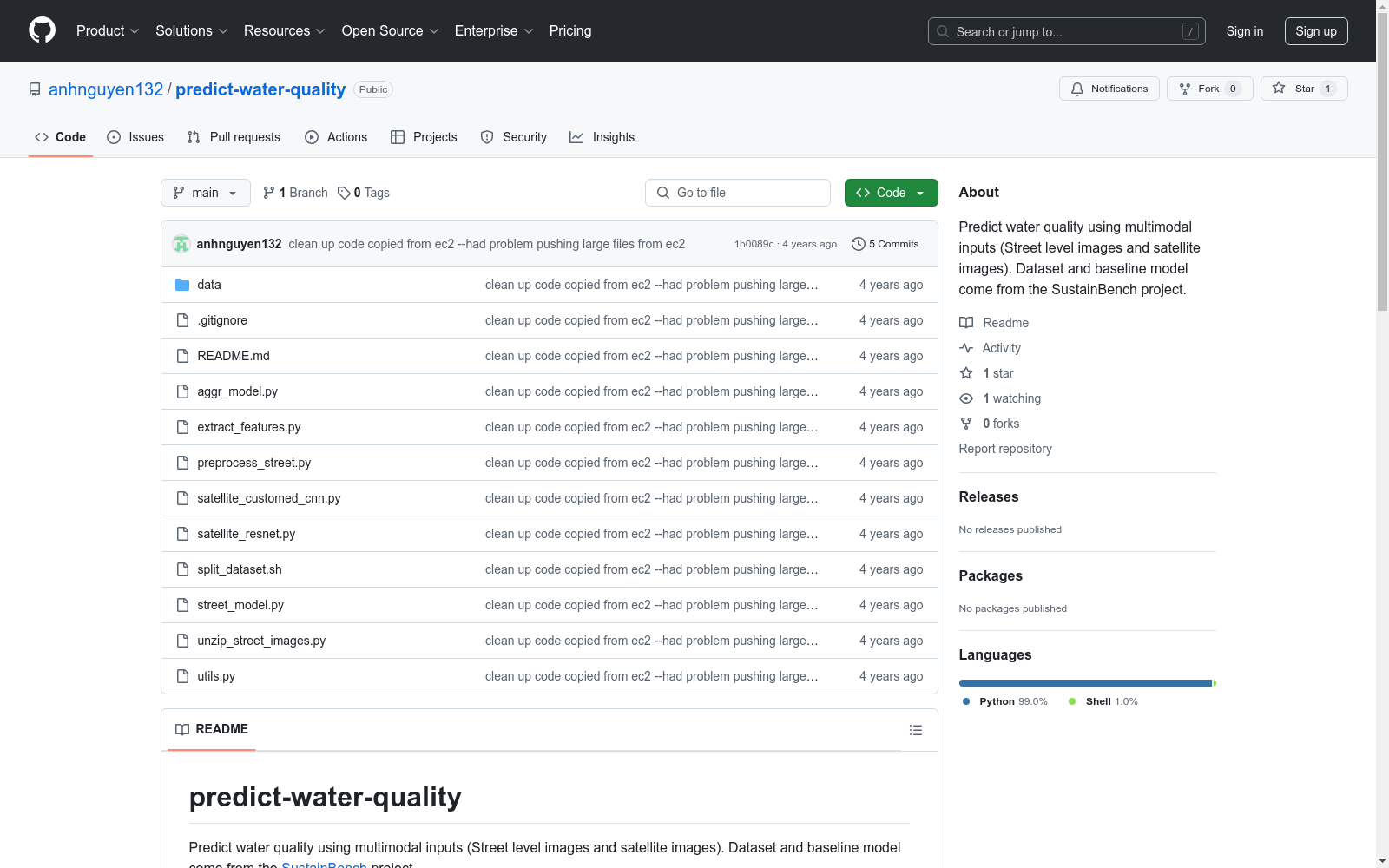 SustainBench dataset for water quality index|水质预测数据集|环境监测数据集