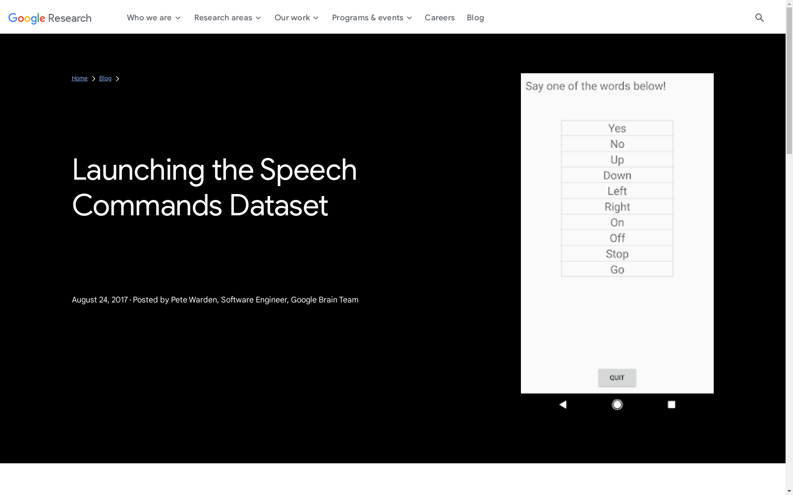 Speech Commands: A Dataset for Limited-Vocabulary Speech Recognition|语音识别数据集|有限词汇数据集