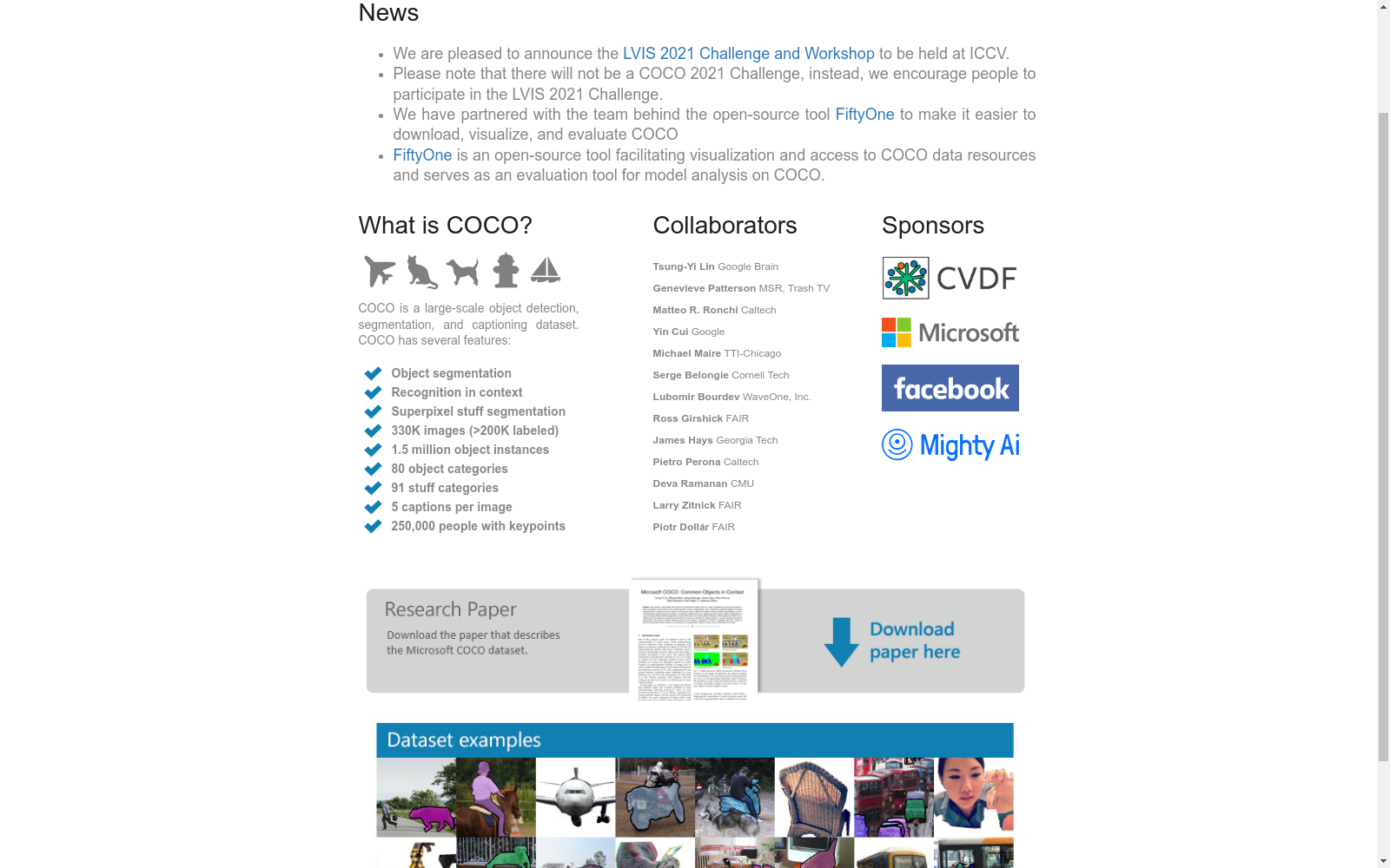 COCO - Common Objects in Context|图像识别数据集|对象检测数据集