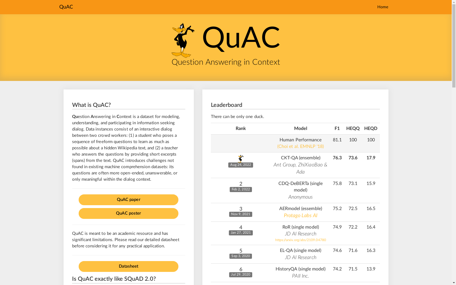 The QuAC Dataset|对话式问答数据集|上下文理解数据集