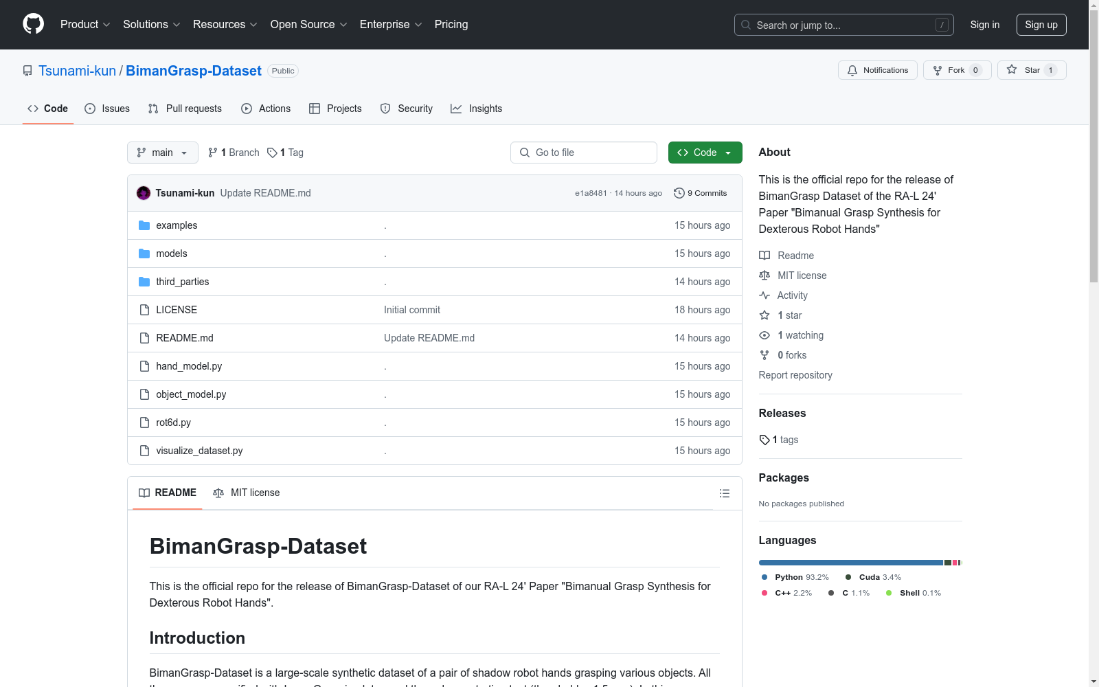 BimanGrasp-Dataset|机器人抓取数据集|模拟数据数据集