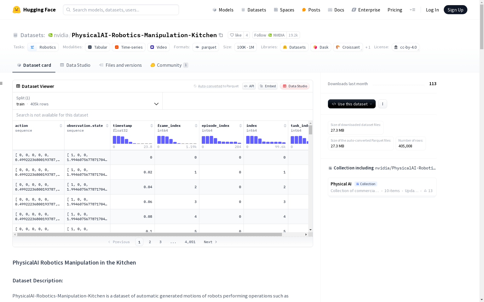 NVIDIA 发布 PhysicalAI-Robotics-Manipulation-Kitchen 数据集, 应用在 机器人操作、厨房自动化 领域