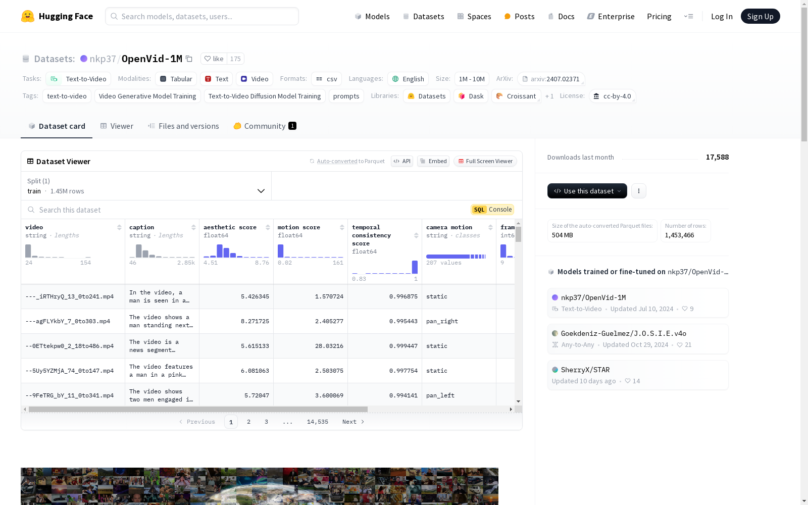 OpenVid-1M|视频质量提升数据集|文本到视频数据集