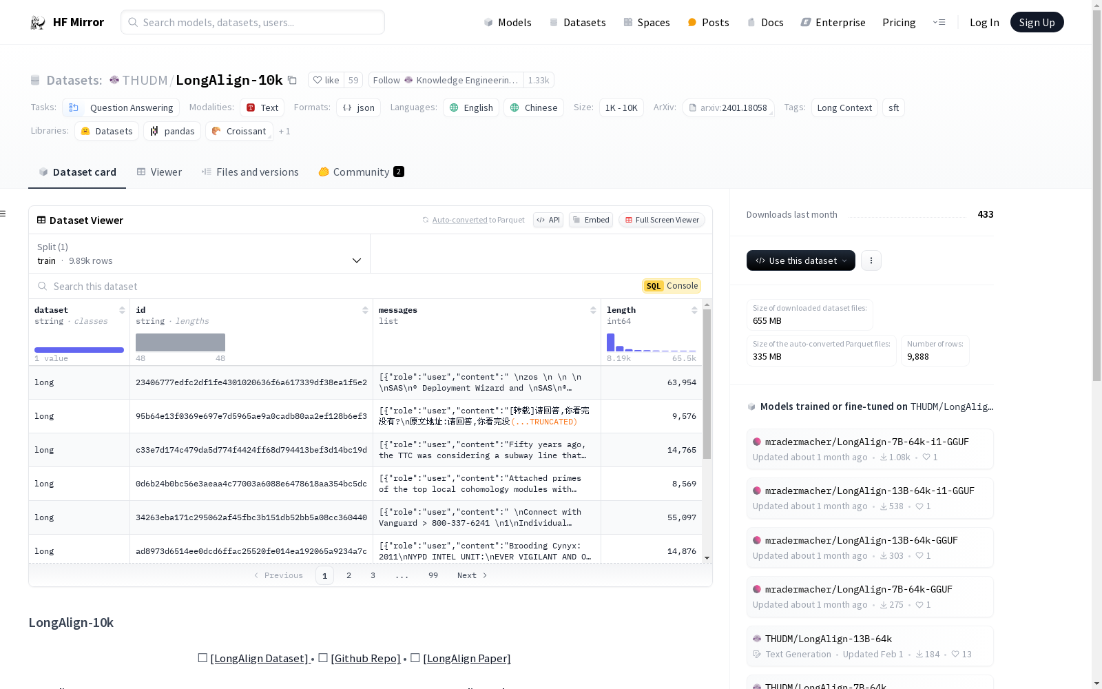 THUDM/LongAlign-10k|测评数据集数据集|机器翻译数据集