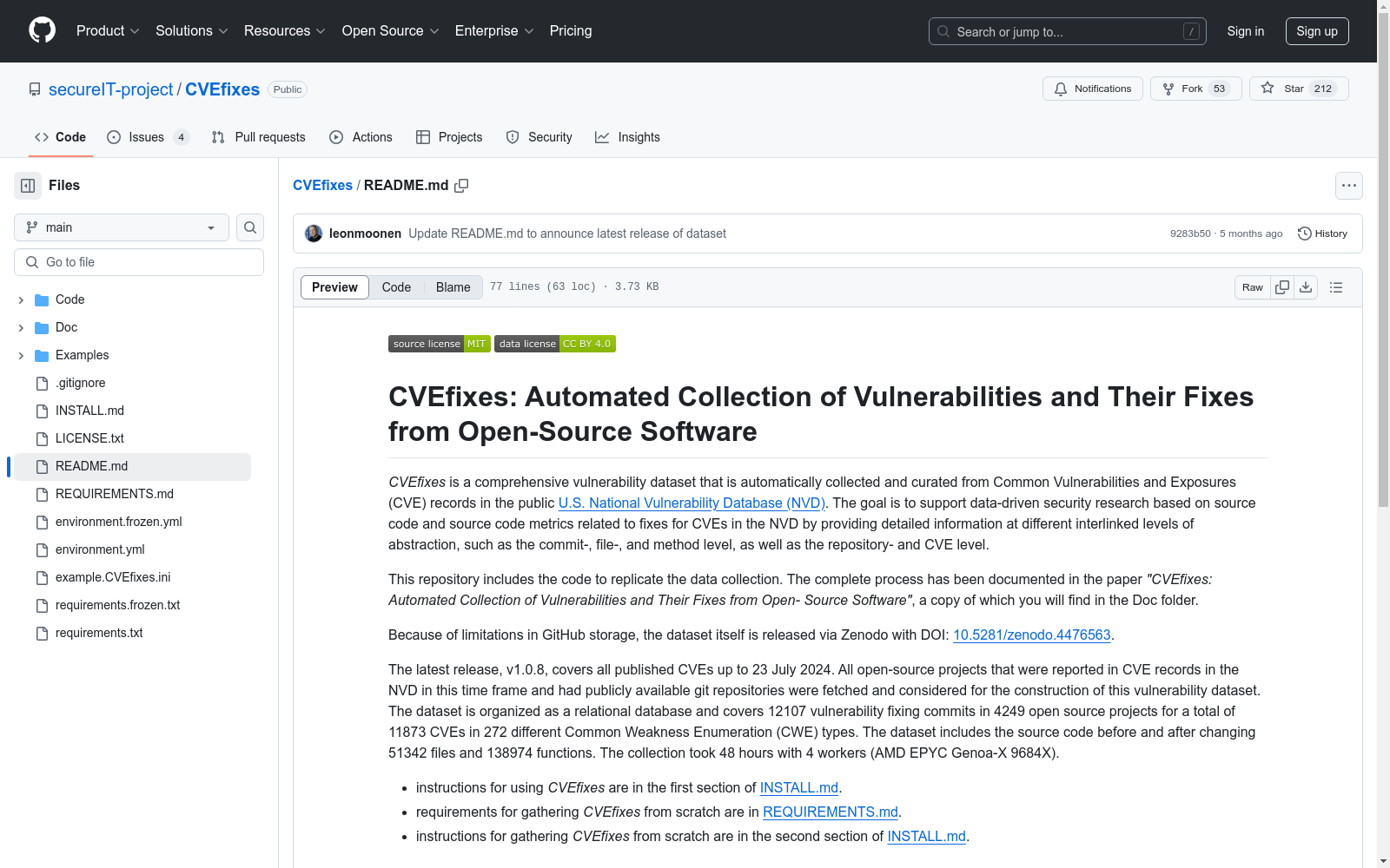 隆德大学 发布 CVEFixes 数据集, 应用在 漏洞检测、编程语言 领域