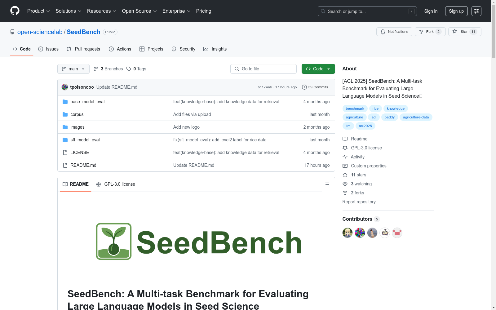 SeedBench|种子科学数据集|自然语言处理数据集