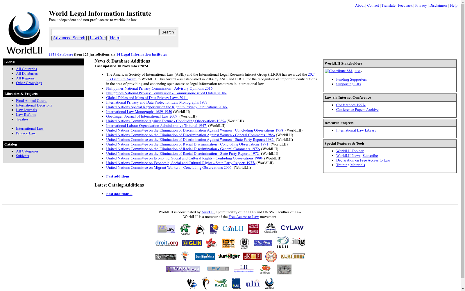 World Legal Information Institute (WorldLII) Databases|法律信息数据集|全球法律资源数据集