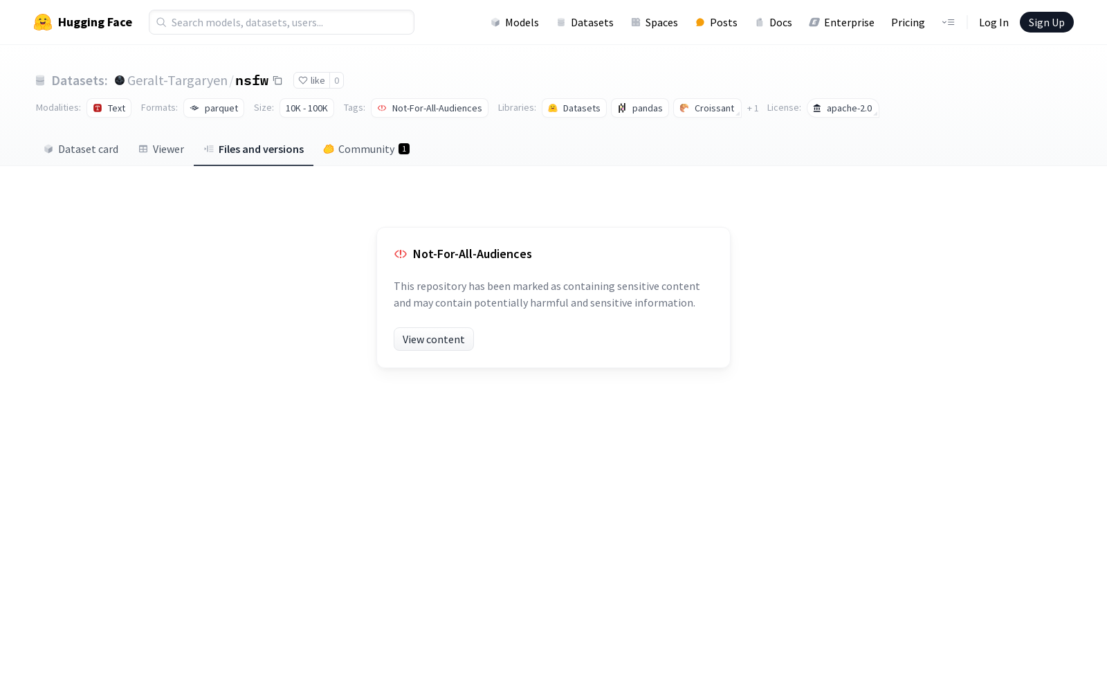 发布 nsfw 数据集, 应用在 文本分类、色情内容过滤 领域