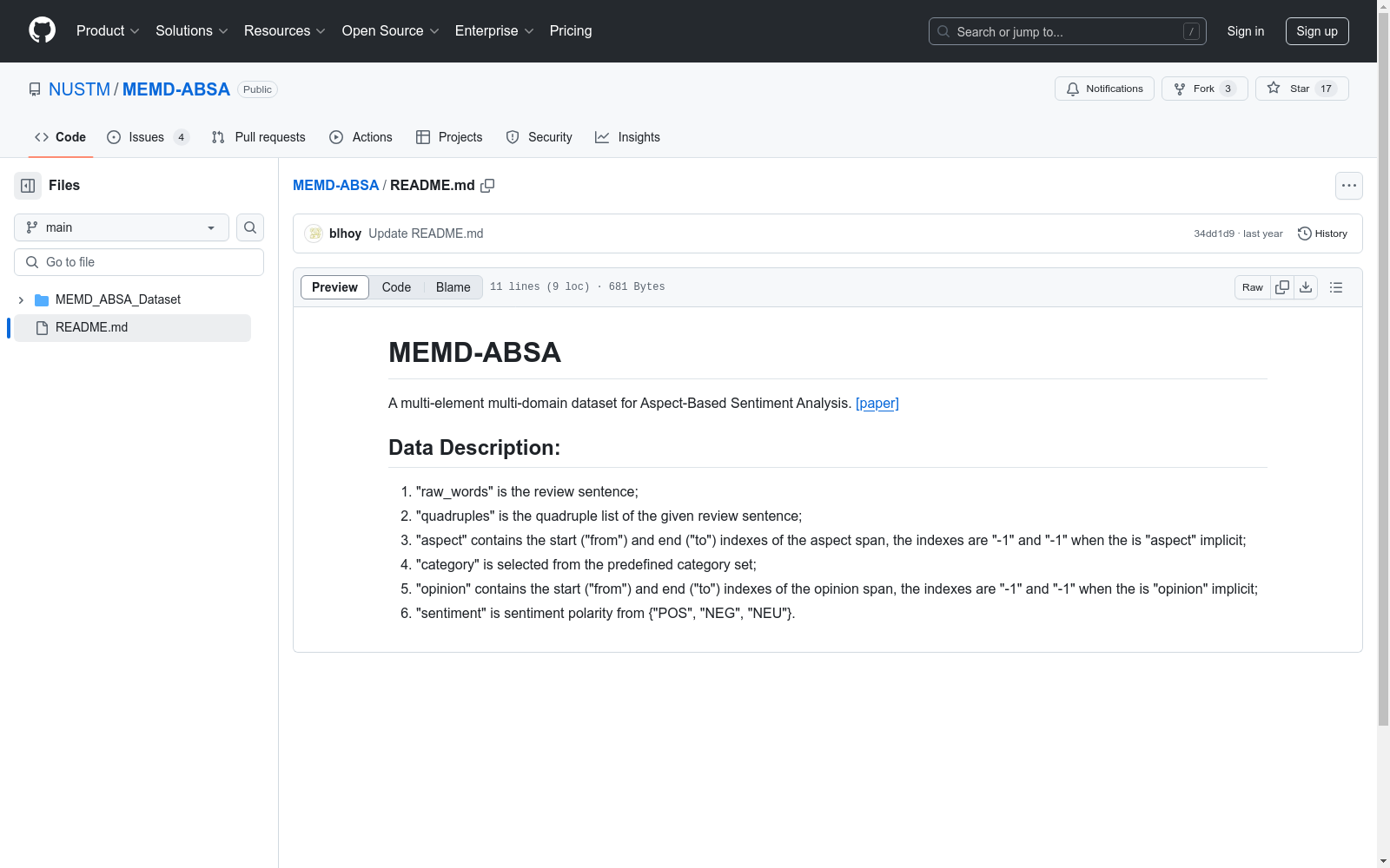 南京理工大学 发布 MEMD-ABSA 数据集, 应用在 情感分析、数据集 领域