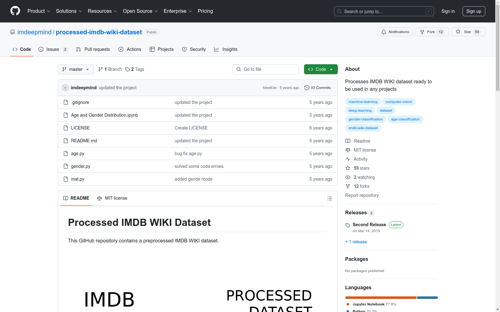 IMDB WIKI Dataset|人脸识别数据集|年龄性别识别数据集