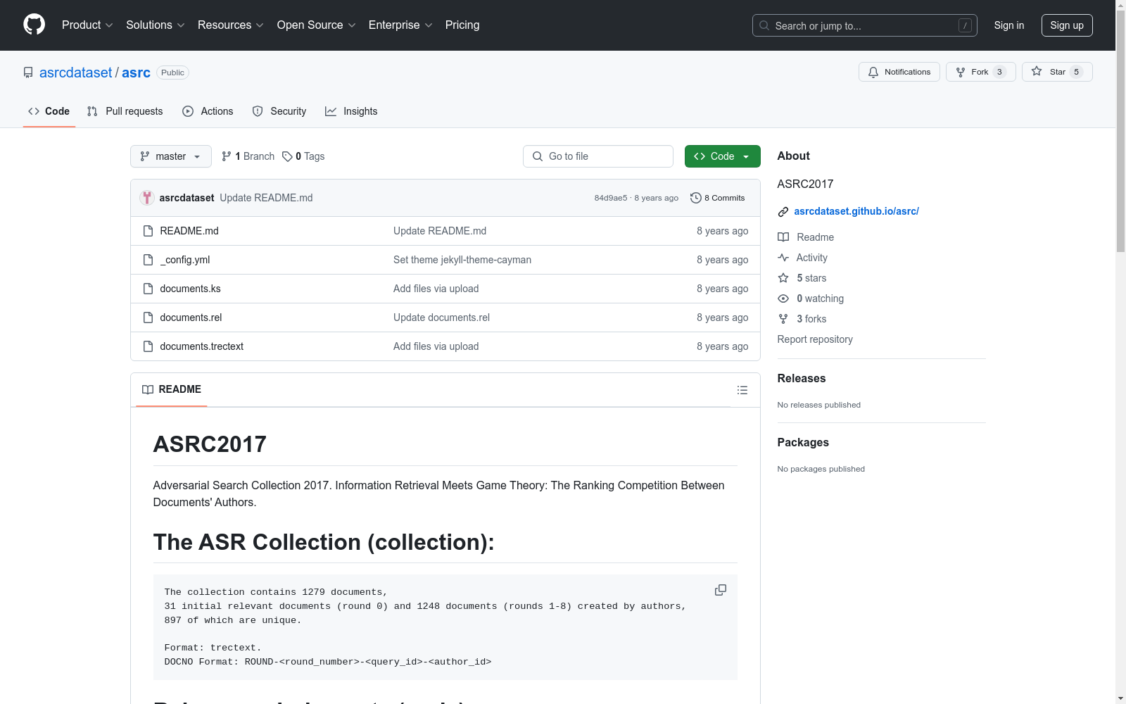 ASRC2017|信息检索数据集|博弈论数据集