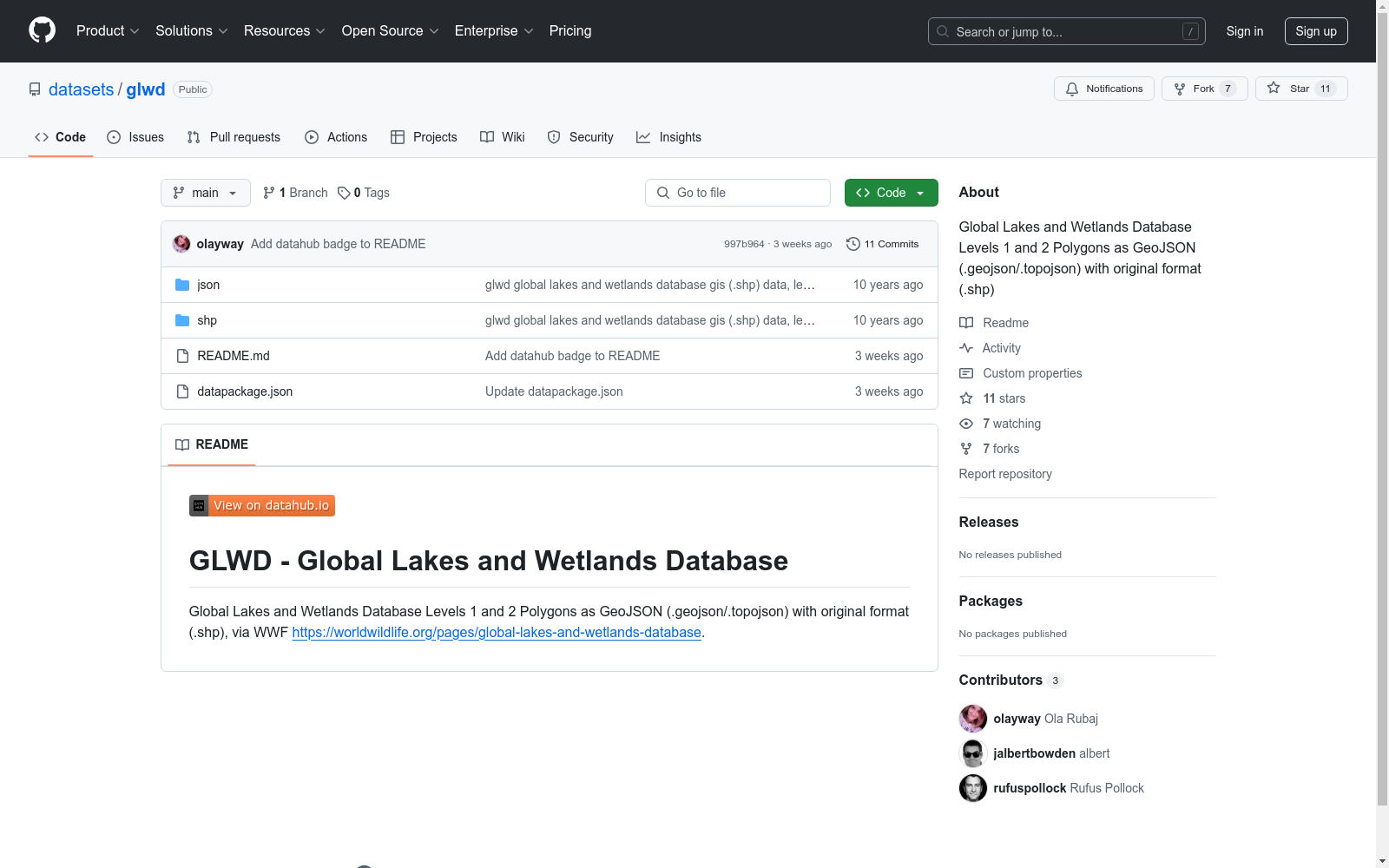 Global Lakes and Wetlands Database|地理信息系统数据集|环境资源数据集