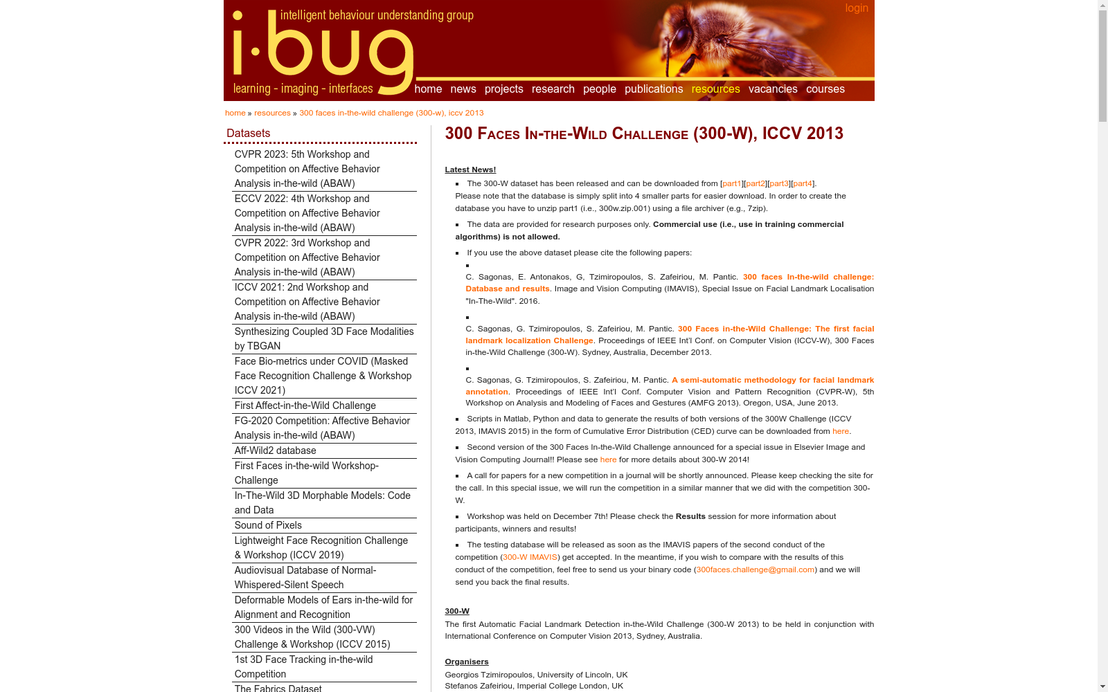 IBUG (300 Faces in the Wild Challenge)|人脸识别数据集|面部特征点定位数据集