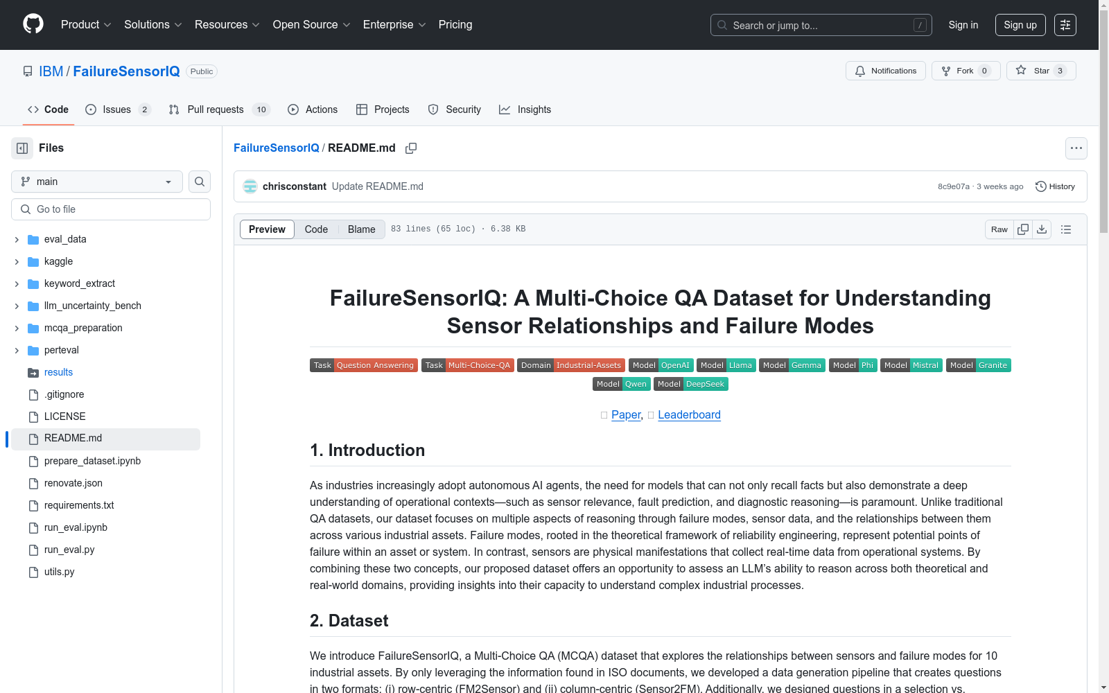 IBM TJ Watson Research Center 发布 FailureSensorIQ 数据集, 应用在 工业4.0、预测维护 领域