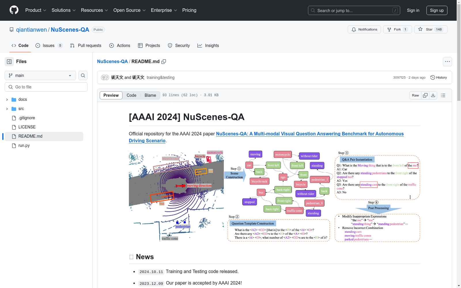 复旦大学 发布 NuScenes-QA 数据集, 应用在 自动驾驶、视觉问答 领域