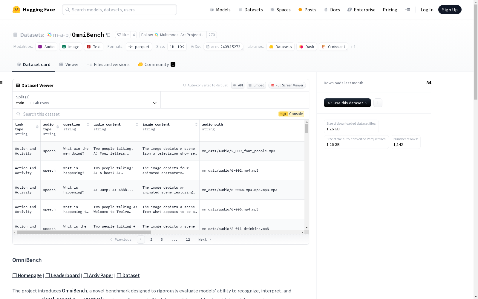 OmniBench|多模态数据数据集|模型评估数据集