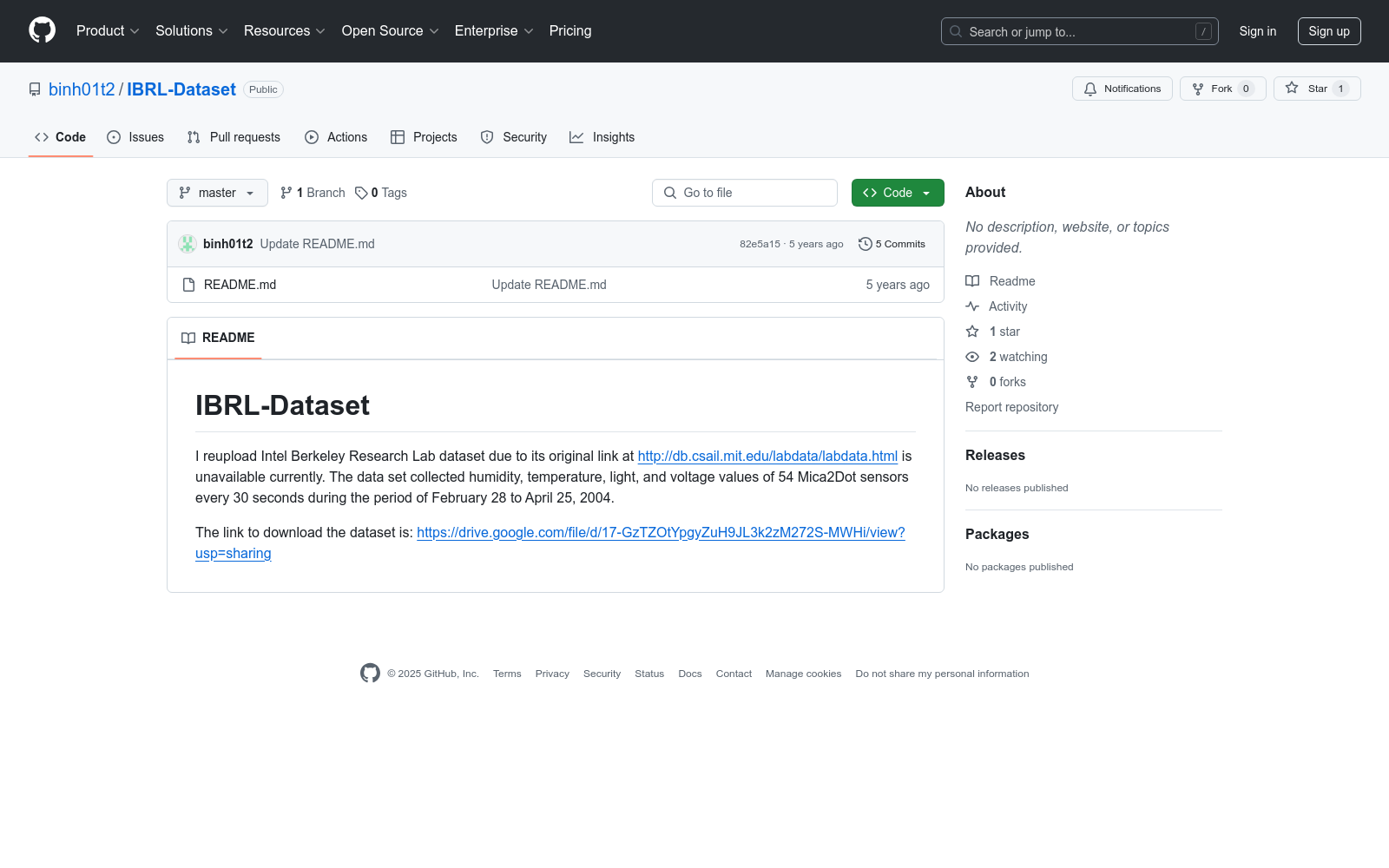 Intel Berkeley Research Lab dataset|传感器技术数据集|环境监测数据集
