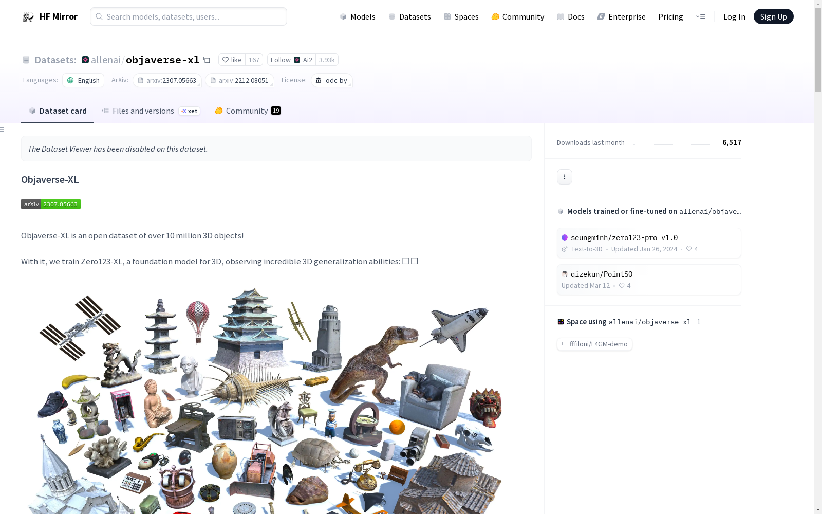 allenai/objaverse-xl|3D物体识别数据集|机器学习数据集