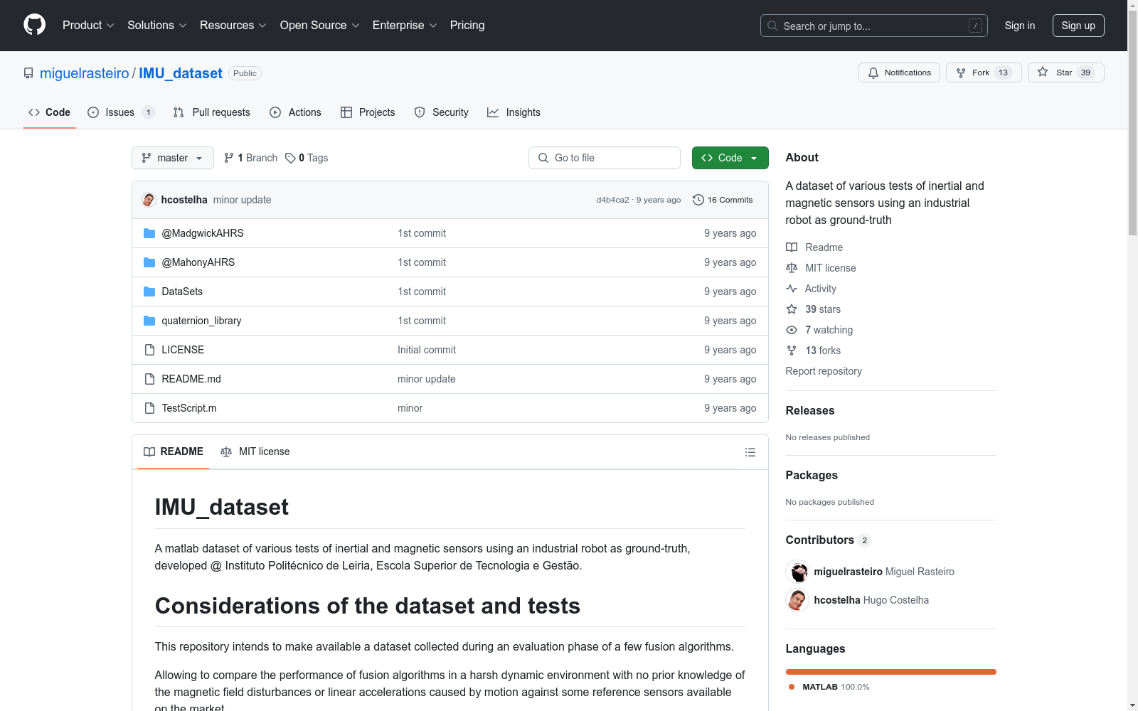 IMU_dataset|传感器融合数据集|算法评估数据集
