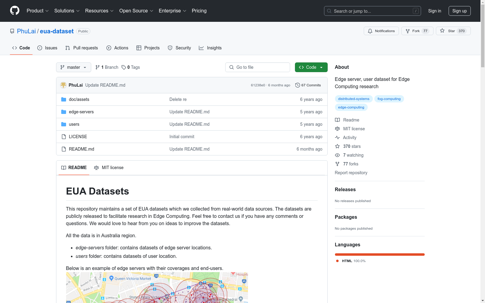 EUA Datasets|边缘计算数据集|地理位置数据数据集
