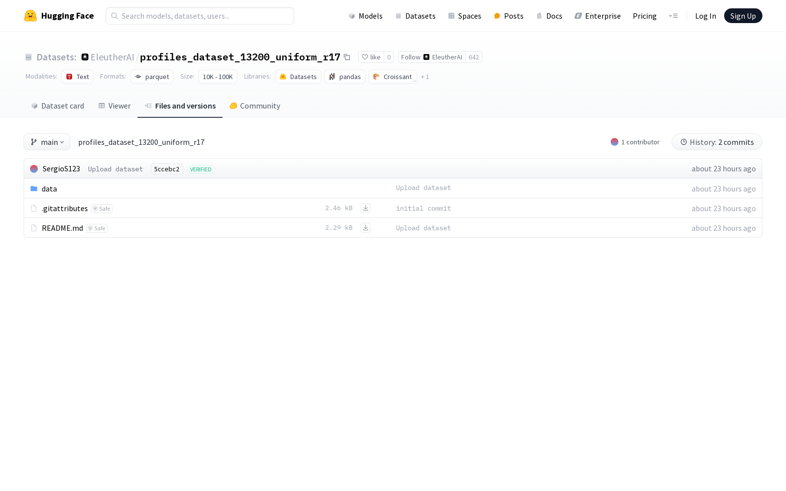 EleutherAI 发布 profiles_dataset_13200_uniform_r17 数据集, 应用在 社交网络分析、机器学习 领域