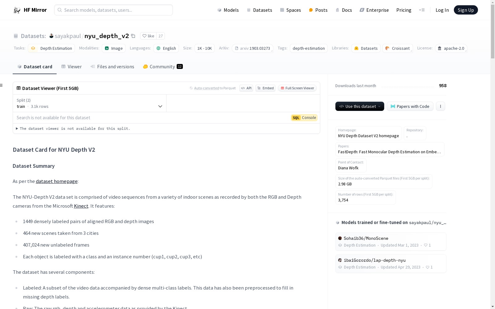 sayakpaul/nyu_depth_v2|计算机视觉数据集|深度感知数据集