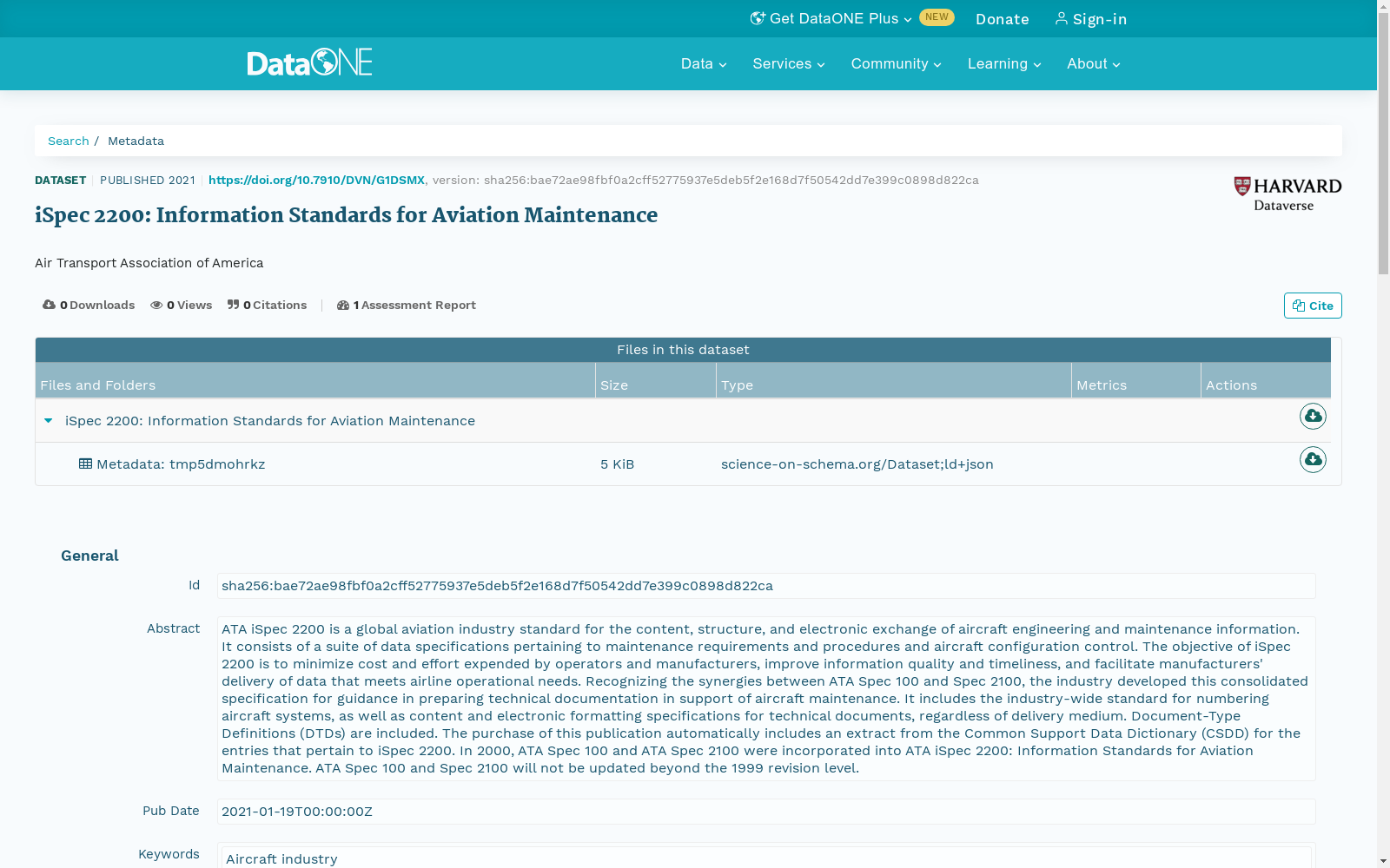 iSpec 2200: Information Standards for Aviation Maintenance|航空维护数据集|信息标准数据集