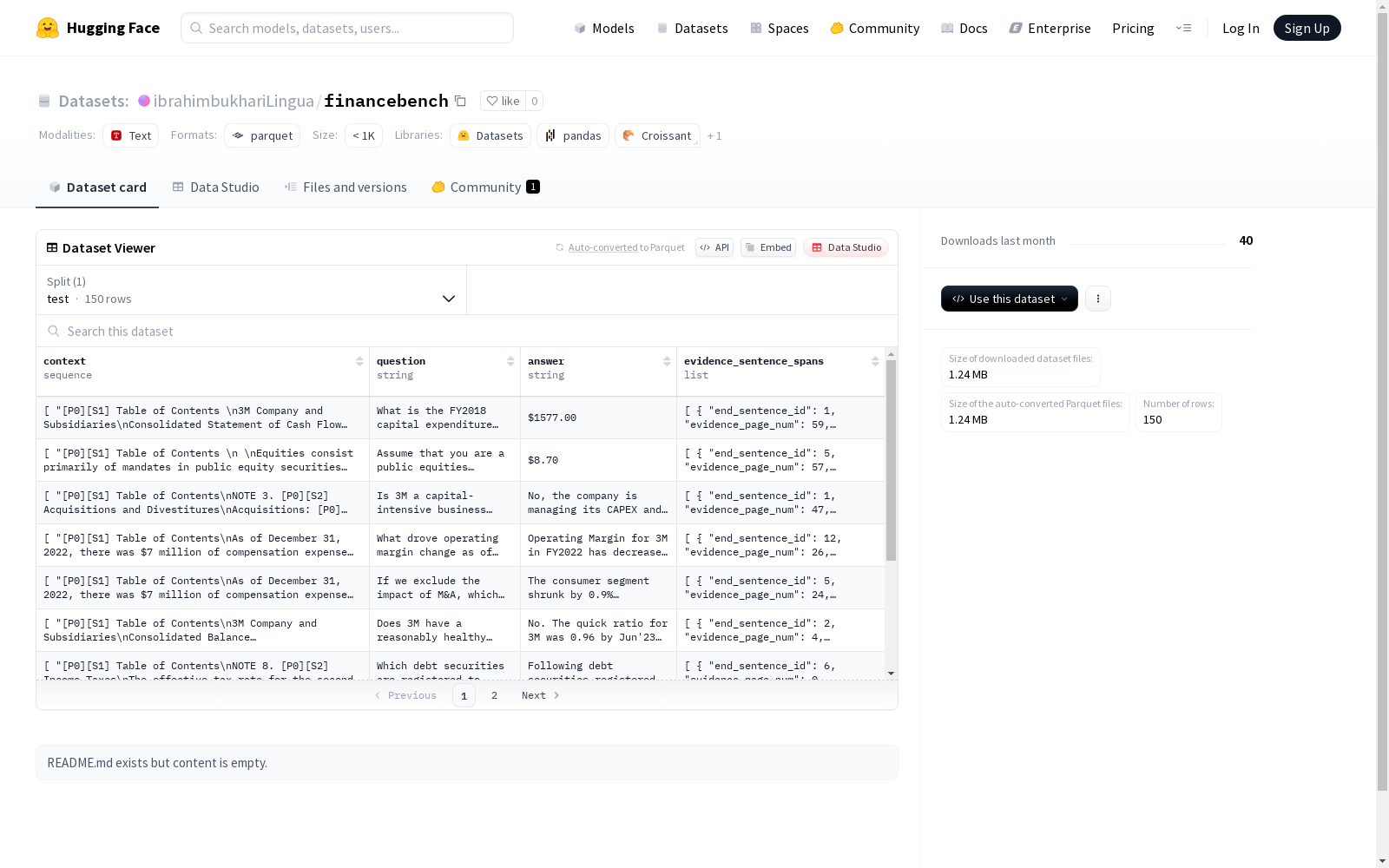 financebench|金融问答数据集|自然语言处理数据集