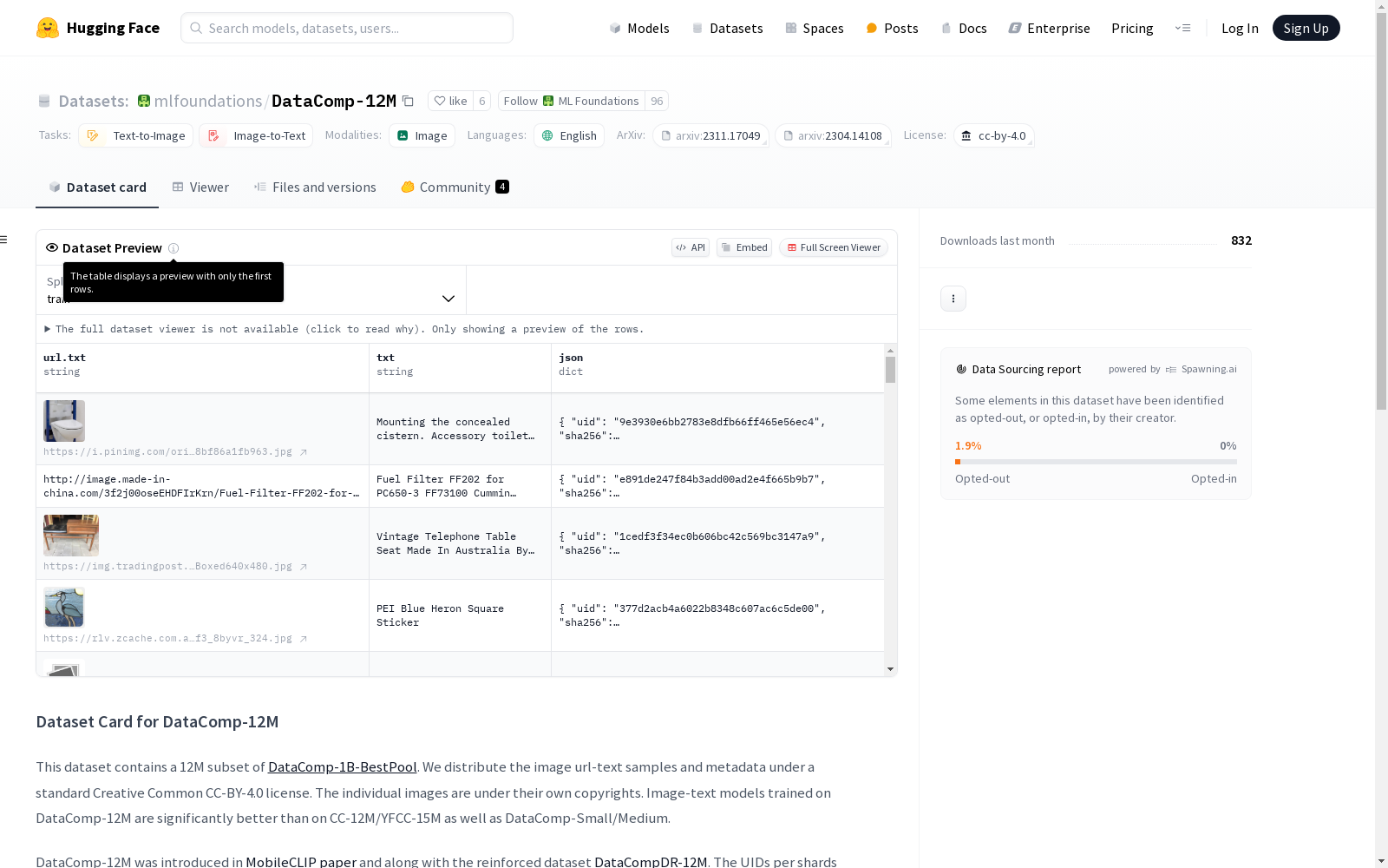 DataComp-12M|图像识别数据集|文本生成数据集