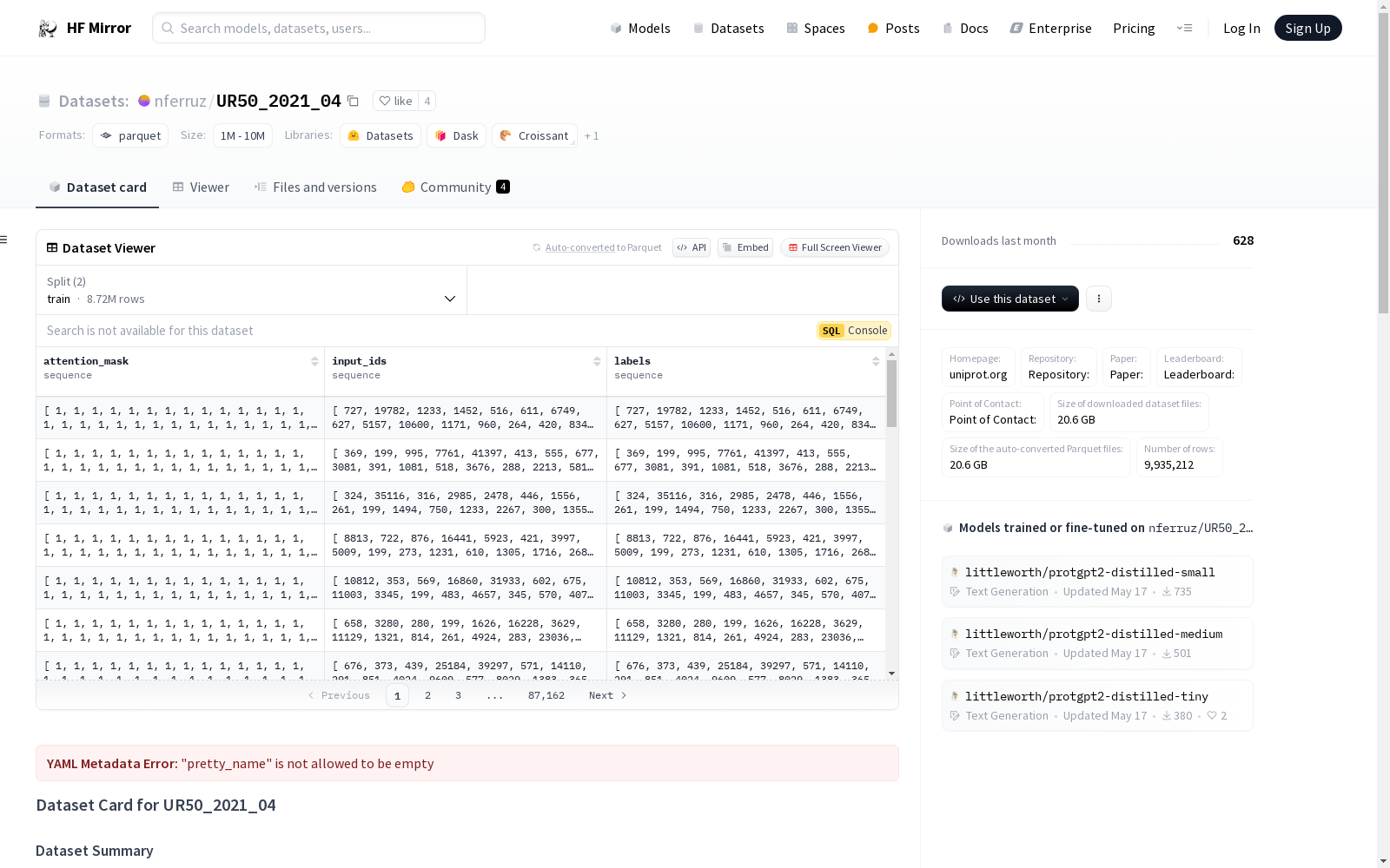 nferruz/UR50_2021_04|生物信息学数据集|蛋白质序列数据集