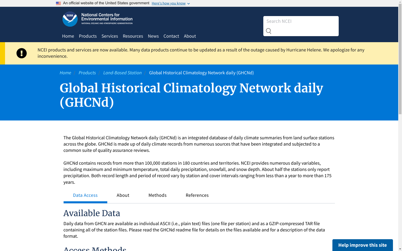 Global Historical Climatology Network - Daily (GHCN-D)|气候研究数据集|环境监测数据集