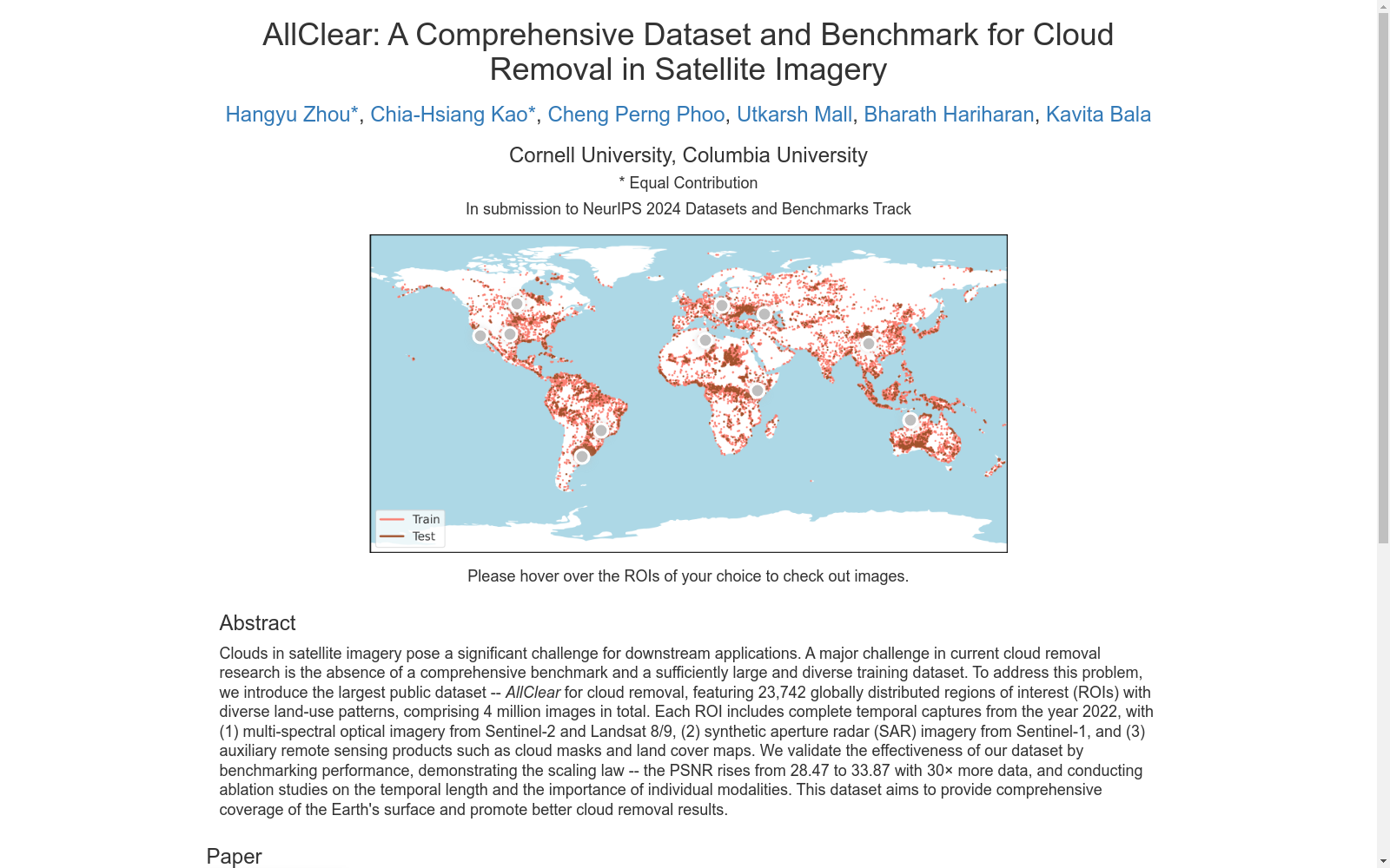 AllClear|卫星图像处理数据集|云去除数据集
