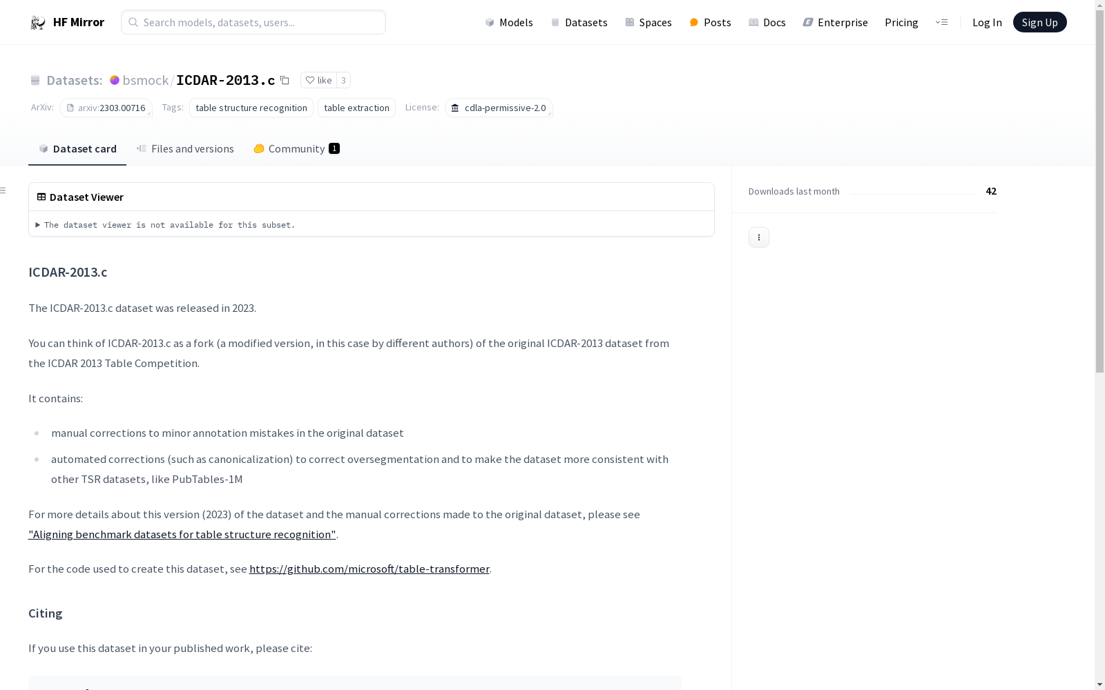 bsmock/ICDAR-2013.c|表格结构识别数据集|数据集修正数据集