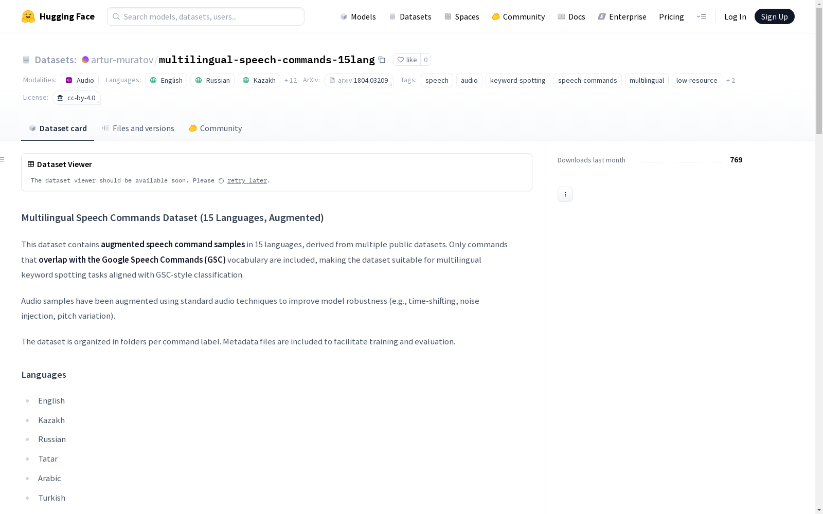 multilingual-speech-commands-15lang|语音识别数据集|多语言处理数据集