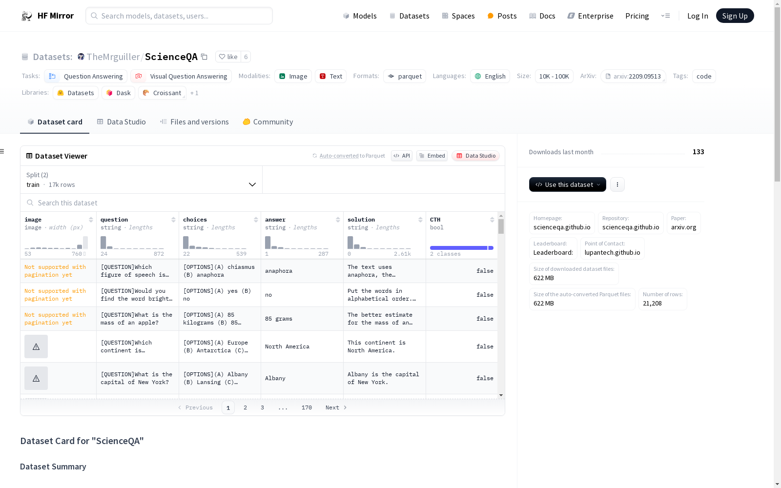TheMrguiller/ScienceQA|科学教育数据集|知识问答数据集