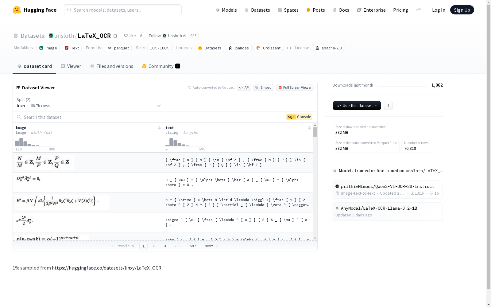 LaTeX_OCR|OCR数据集|LaTeX数据集