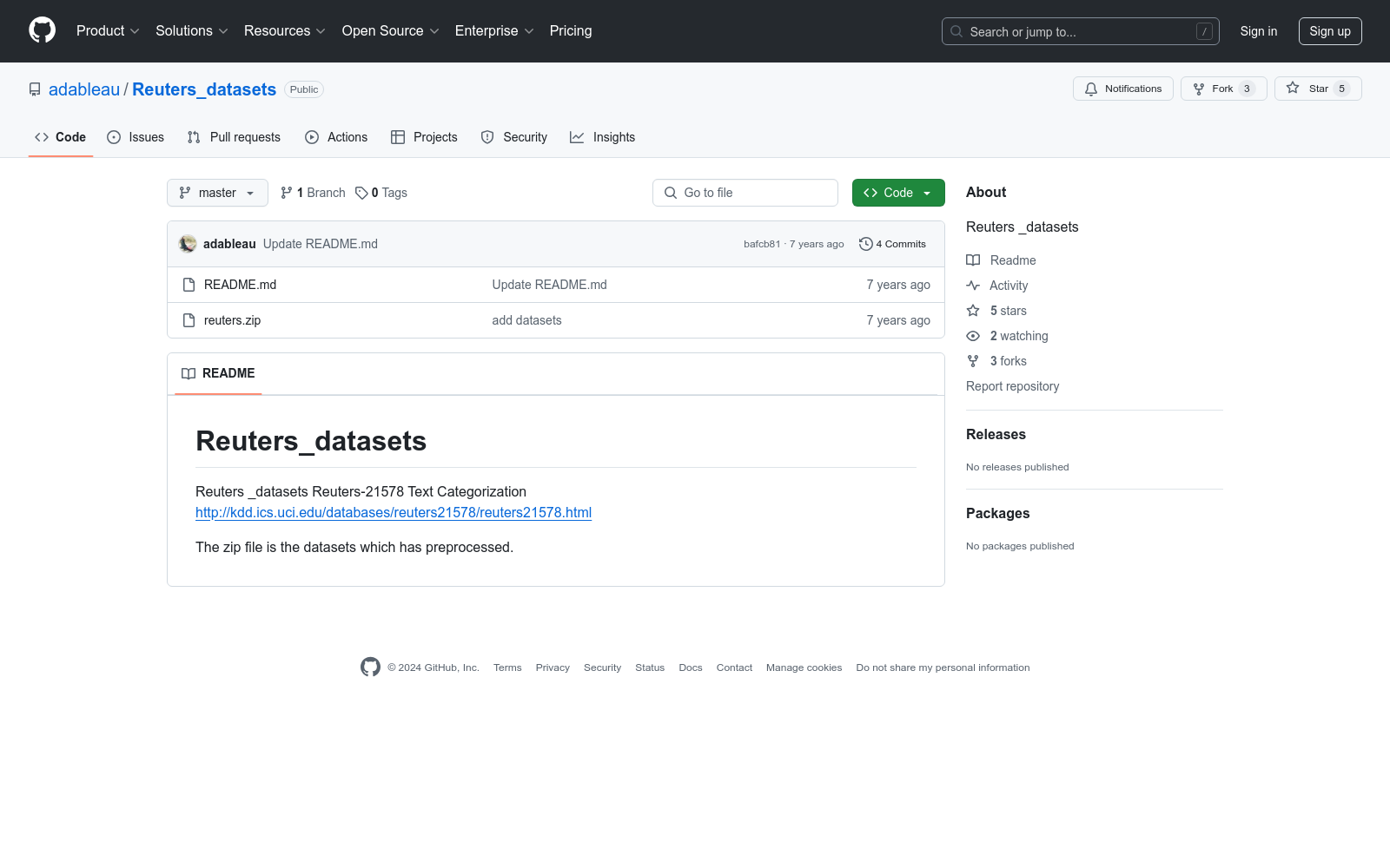 Reuters-21578 Text Categorization|文本分类数据集|新闻数据数据集