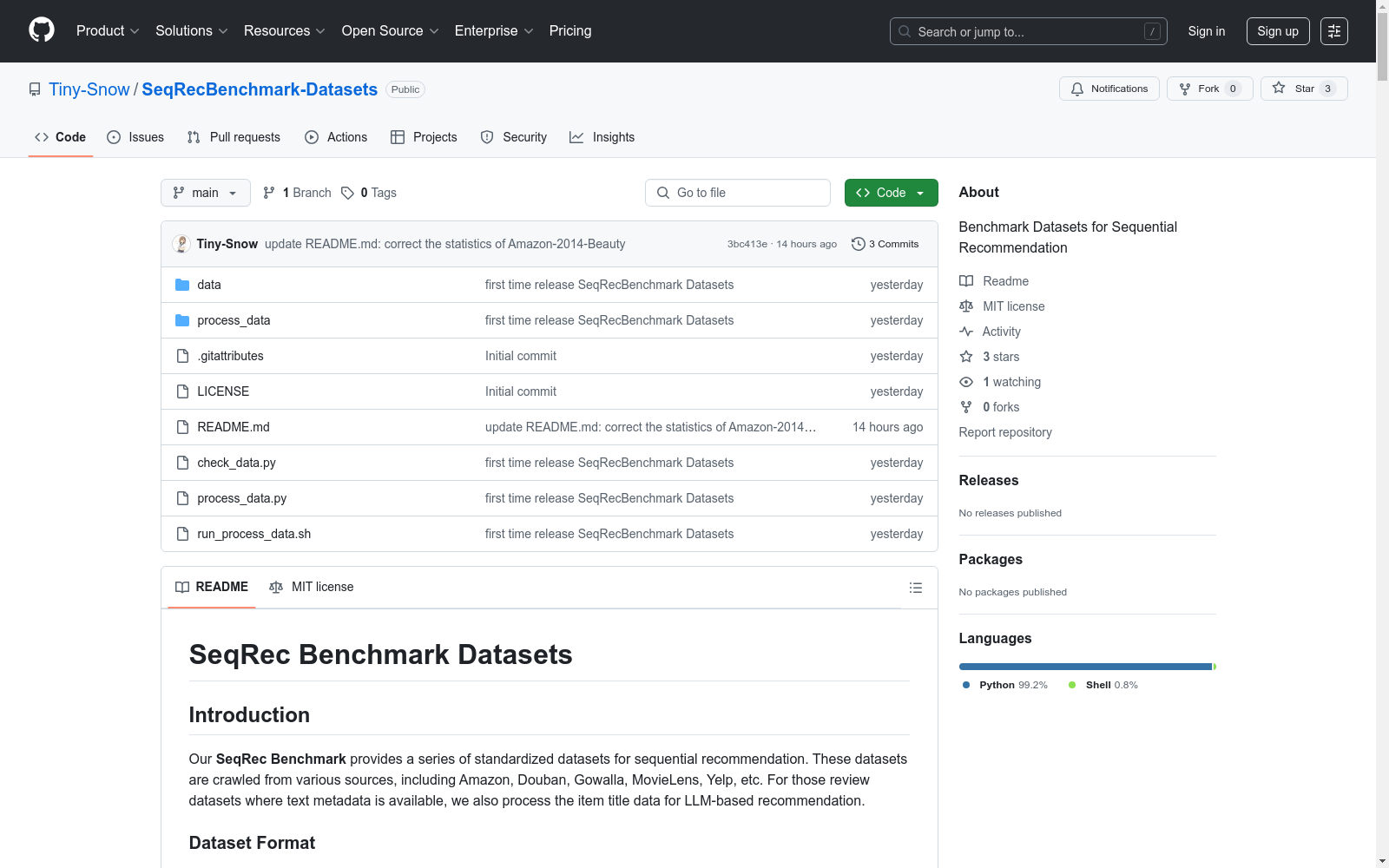SeqRec Benchmark Datasets|推荐系统数据集|用户行为分析数据集