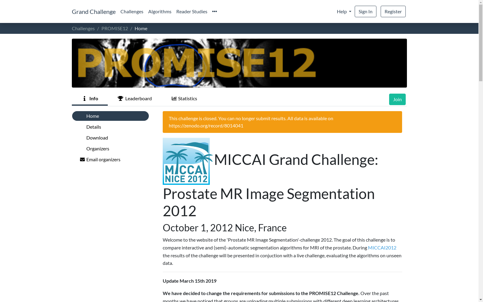 PROMISE12 (Prostate MR Image Segmentation)|医学图像分割数据集|前列腺MRI数据集