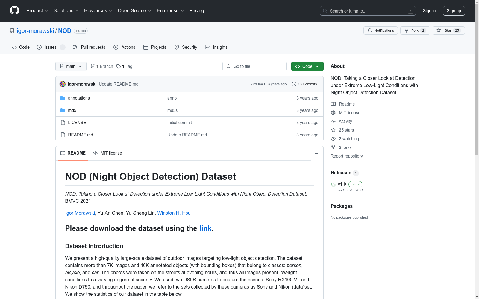 Night Object Detection Nod Dataset 低光物体检测数据集 机器视觉数据集