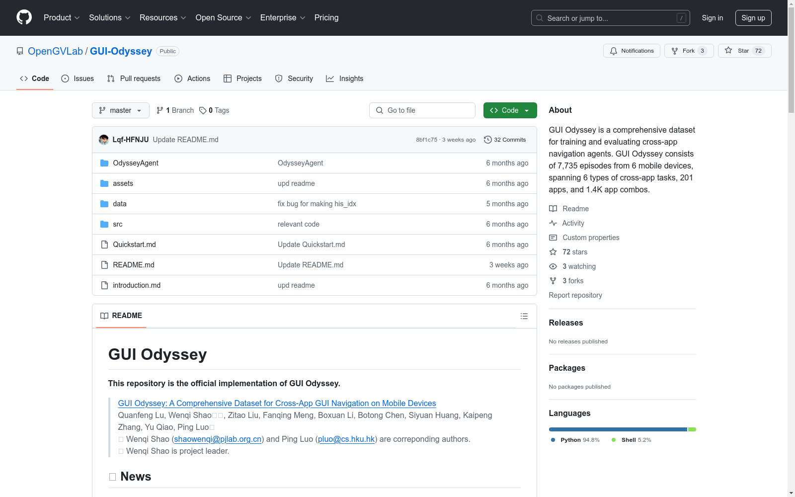 GUI Odyssey|移动设备数据集|GUI导航数据集