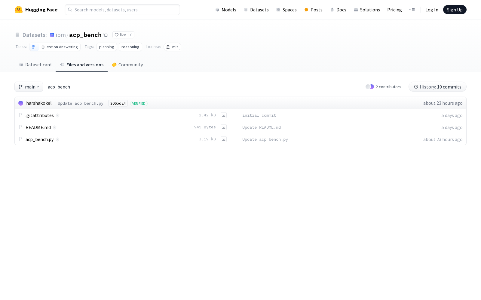 IBM 发布 acp_bench 数据集, 应用在 大型语言模型、推理能力 领域