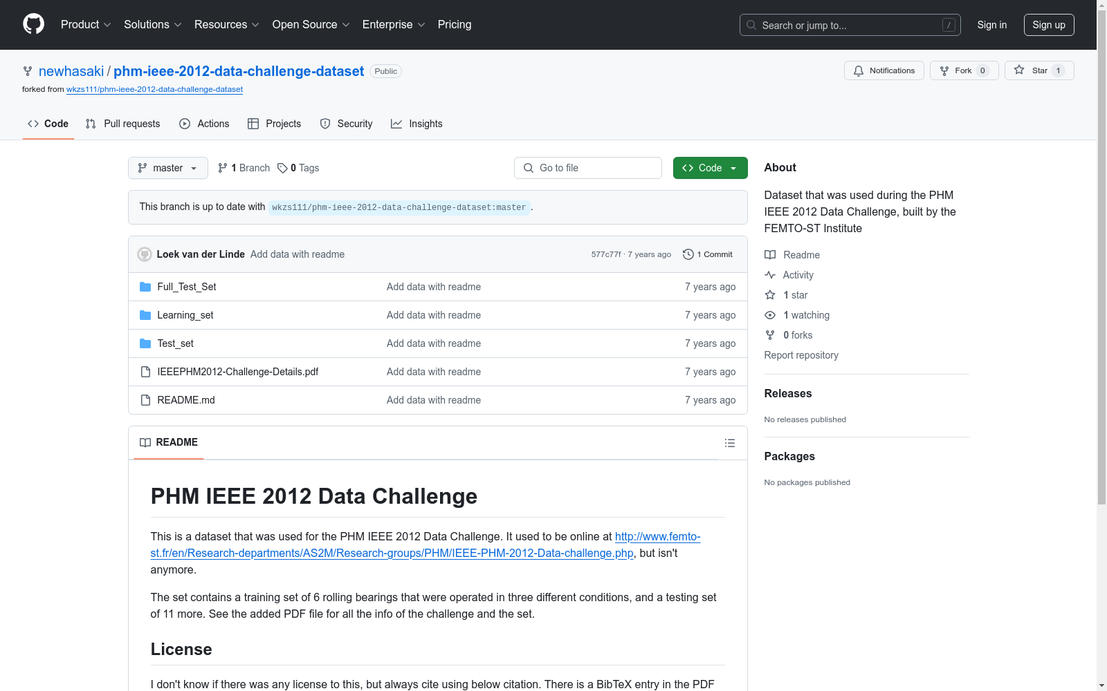 PHM IEEE 2012 Data Challenge|设备健康管理数据集|数据挑战数据集