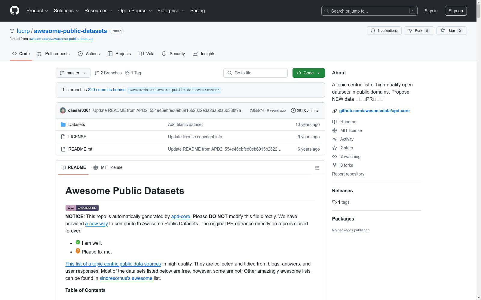 Awesome Public Datasets|公开数据集数据集|数据集整理数据集