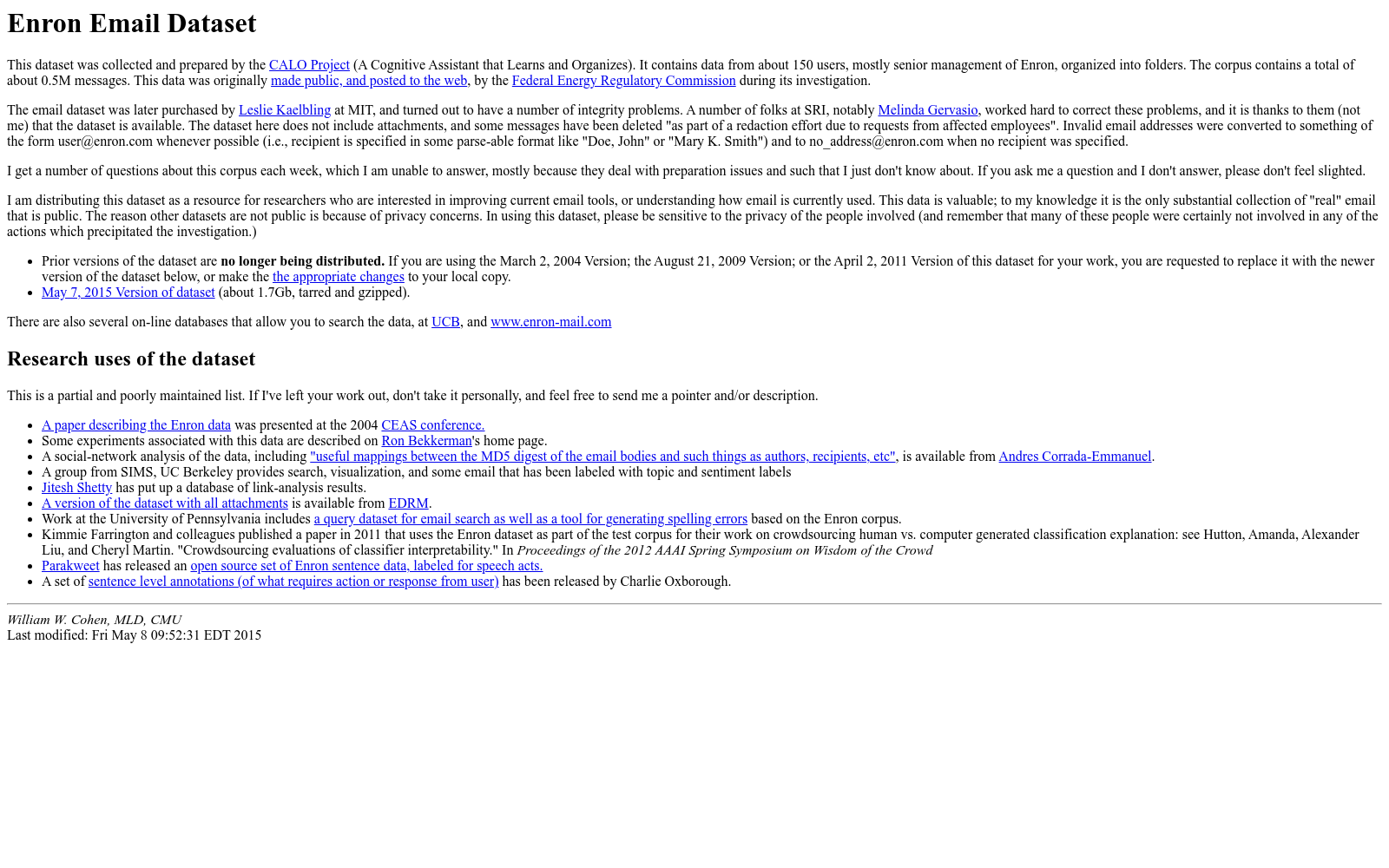 Enron Email|电子邮件分析数据集|企业通信数据集