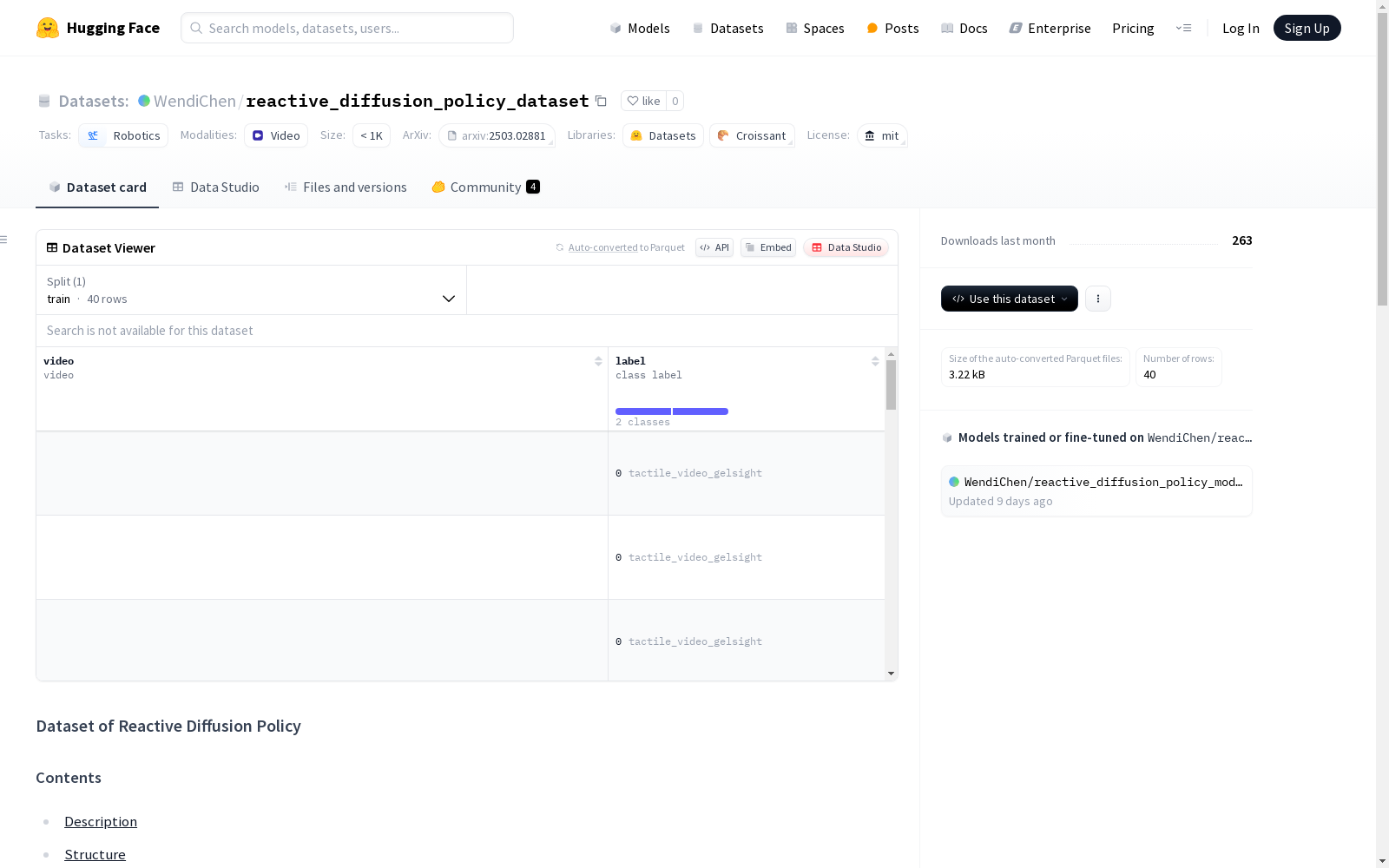 reactive_diffusion_policy_dataset|机器人学数据集|模型训练数据集