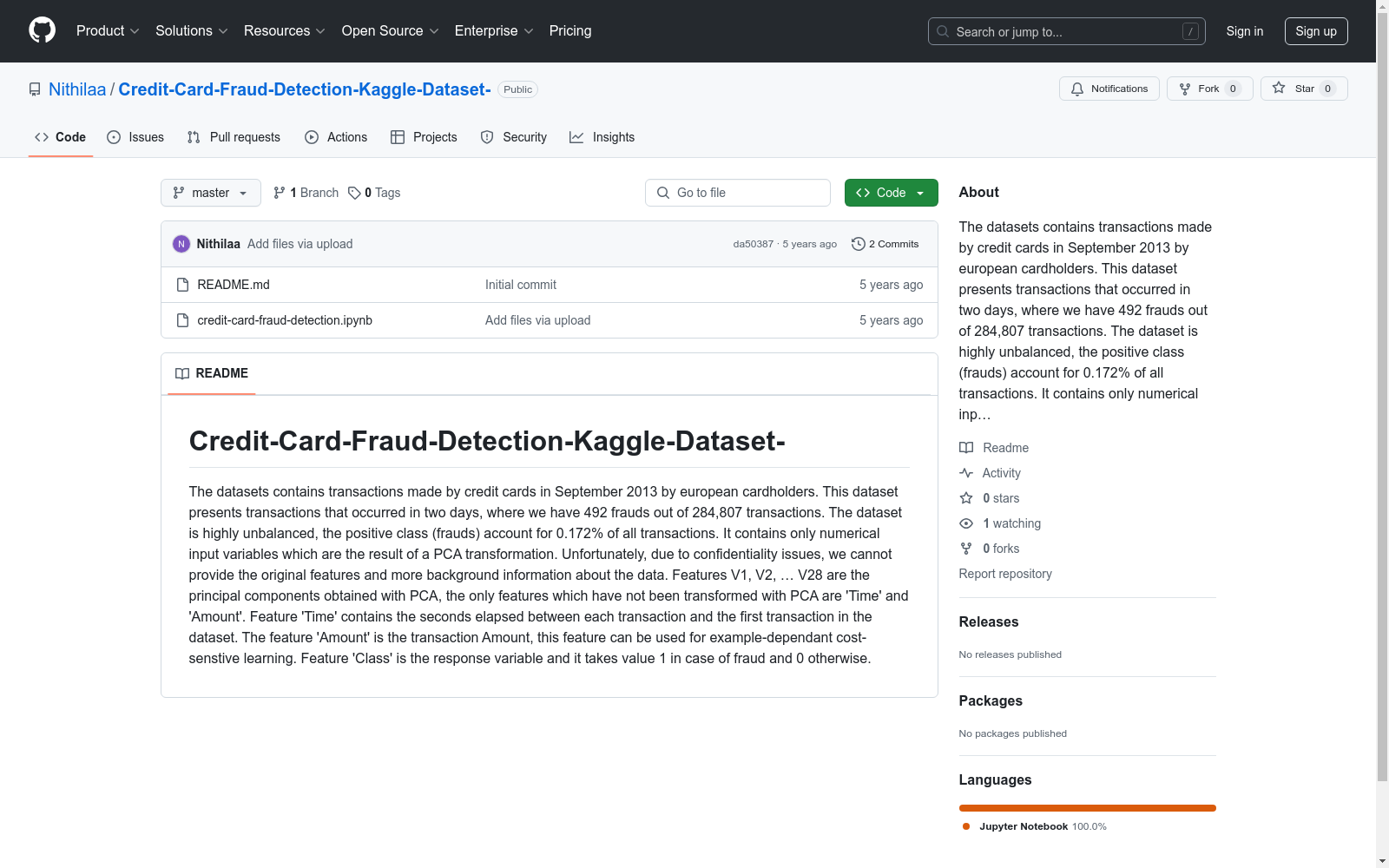 Credit-Card-Fraud-Detection-Kaggle-Dataset|信用卡欺诈检测数据集|数据分析数据集