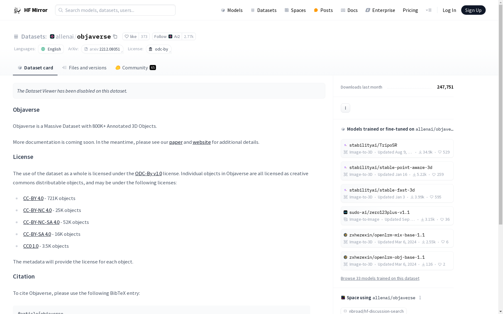 allenai/objaverse|计算机视觉数据集|3D物体识别数据集