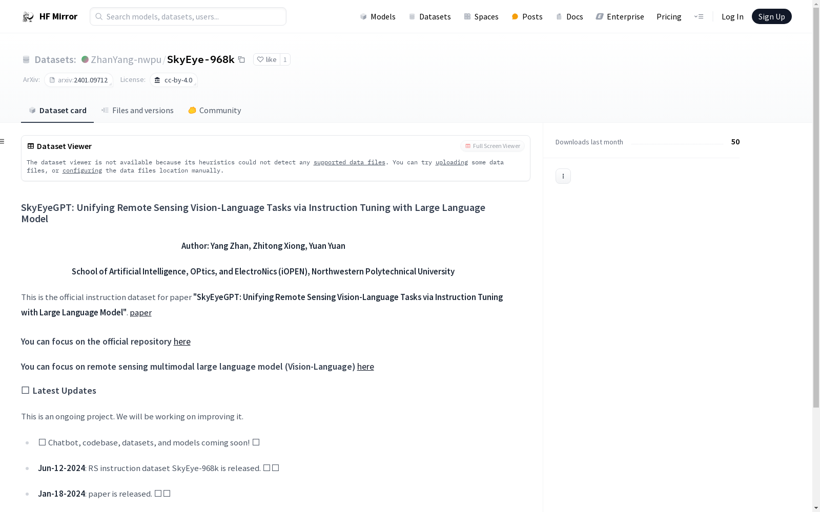 ZhanYang-nwpu/SkyEye-968k|遥感技术数据集|多模态语言模型数据集